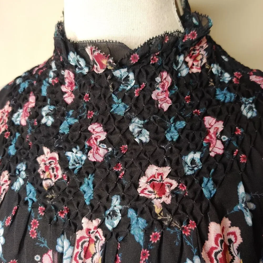 INTERMIX | Tops | Intermix Silk Floral Blouse Cold Shoulder Chiffon ...
